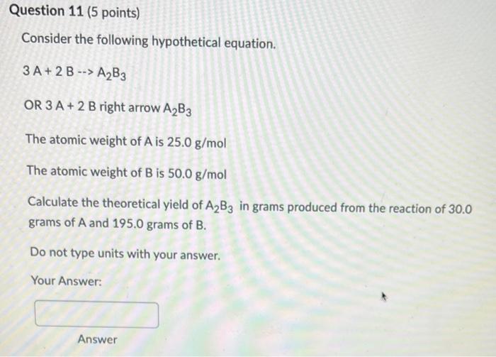 Solved Consider the following hypothetical equation. | Chegg.com