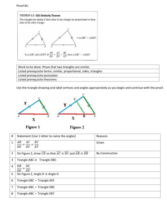 Solved Proof #1: THEOREM 6.8 SSS Similarity Theorem Two | Chegg.com