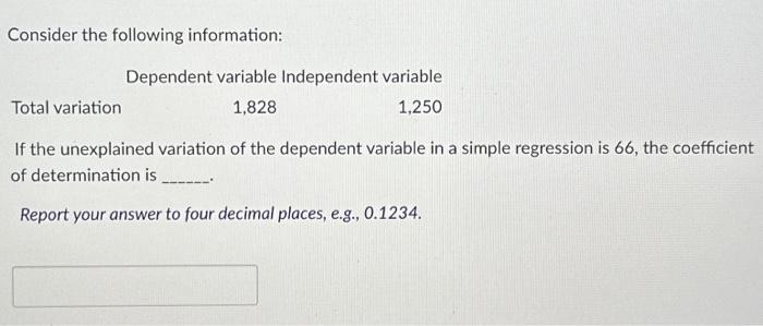 Solved Consider the following information: Total variation | Chegg.com