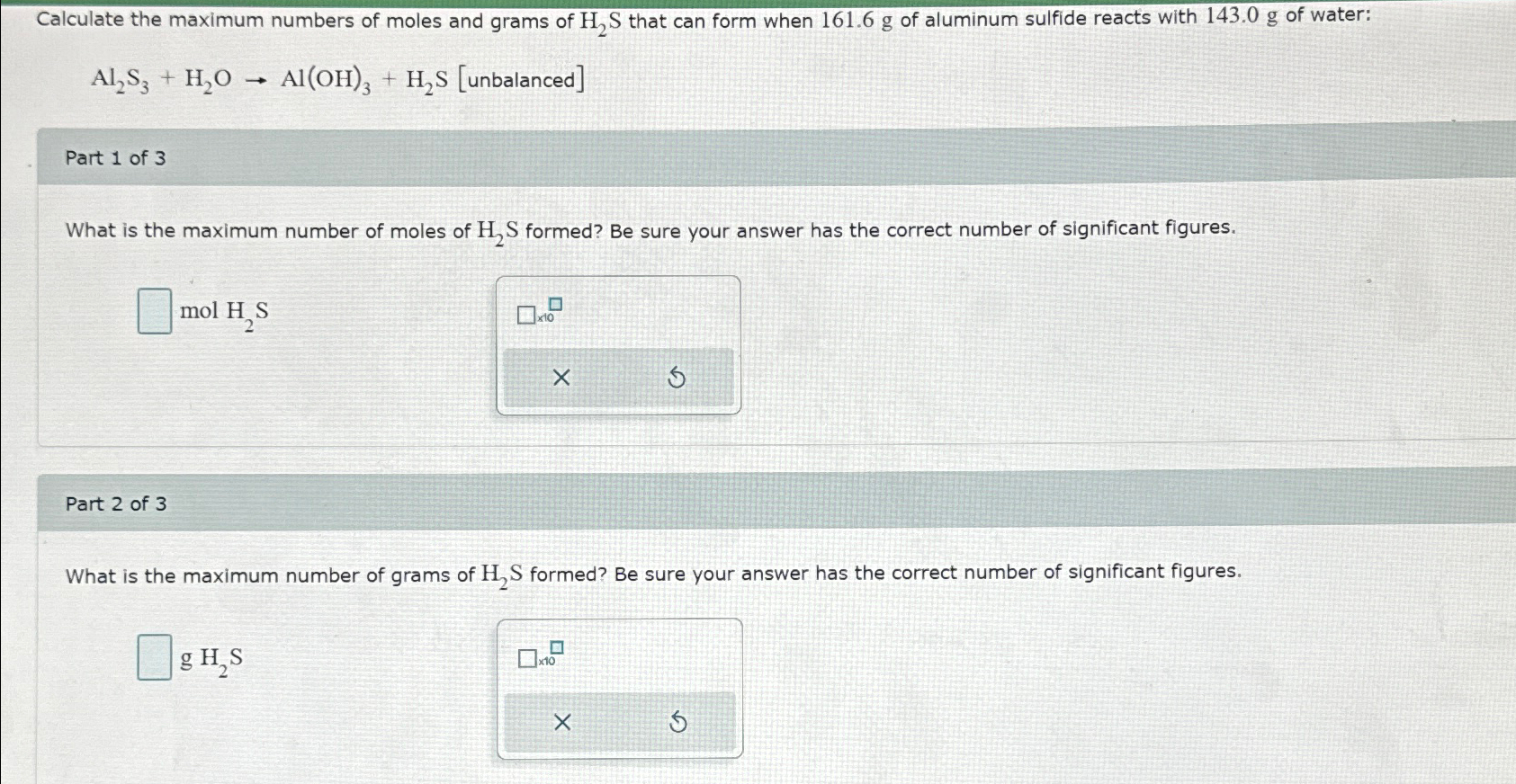Solved Calculate the maximum numbers of moles and grams of | Chegg.com