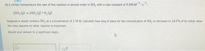 Solved Suppose a vessel contains SO3 at a concentration of | Chegg.com