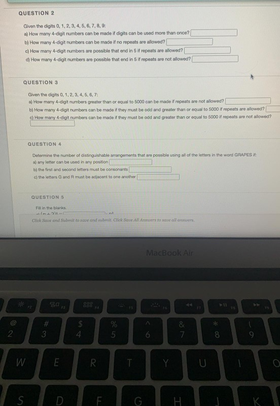 Solved QUESTION 2 Given the digits 0,1,2,3,4,5,6,7,8,9: a) | Chegg.com