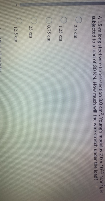 Solved A 15-m long steel wire (cross-section 3.0 cm2, | Chegg.com