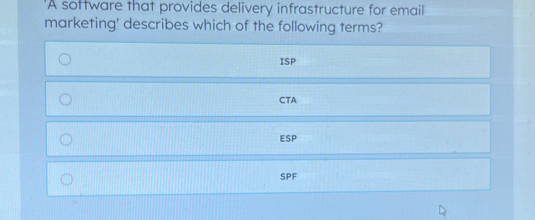 Solved A software that provides delivery infrastructure for | Chegg.com