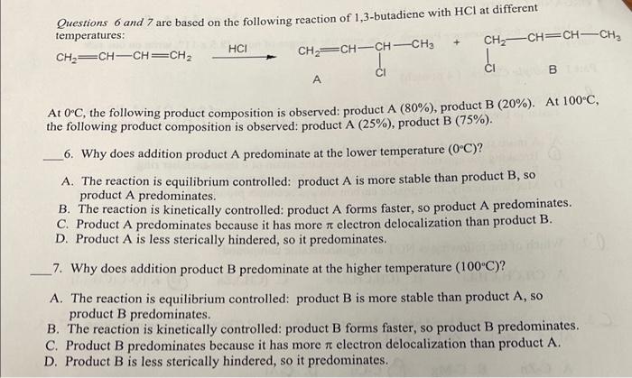 Solved Questions 6 and 7 are based on the following reaction | Chegg.com