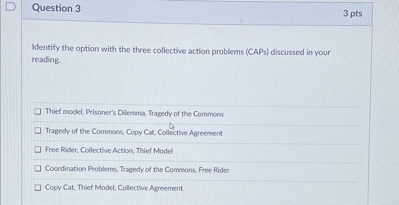 Solved Question 33 ﻿ptsIdentify the option with the three | Chegg.com