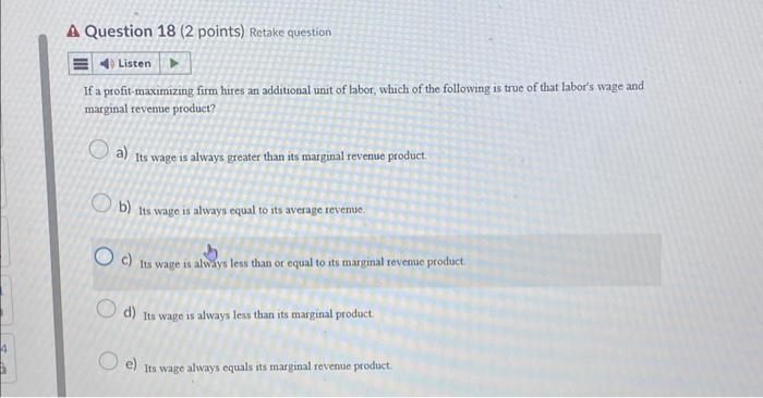 Solved A Question 18 ( 2 points) Retake question If a | Chegg.com