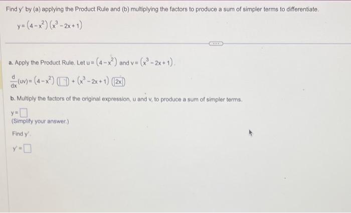 Solved Find y′ by (a) applying the Product Rule and (b) | Chegg.com