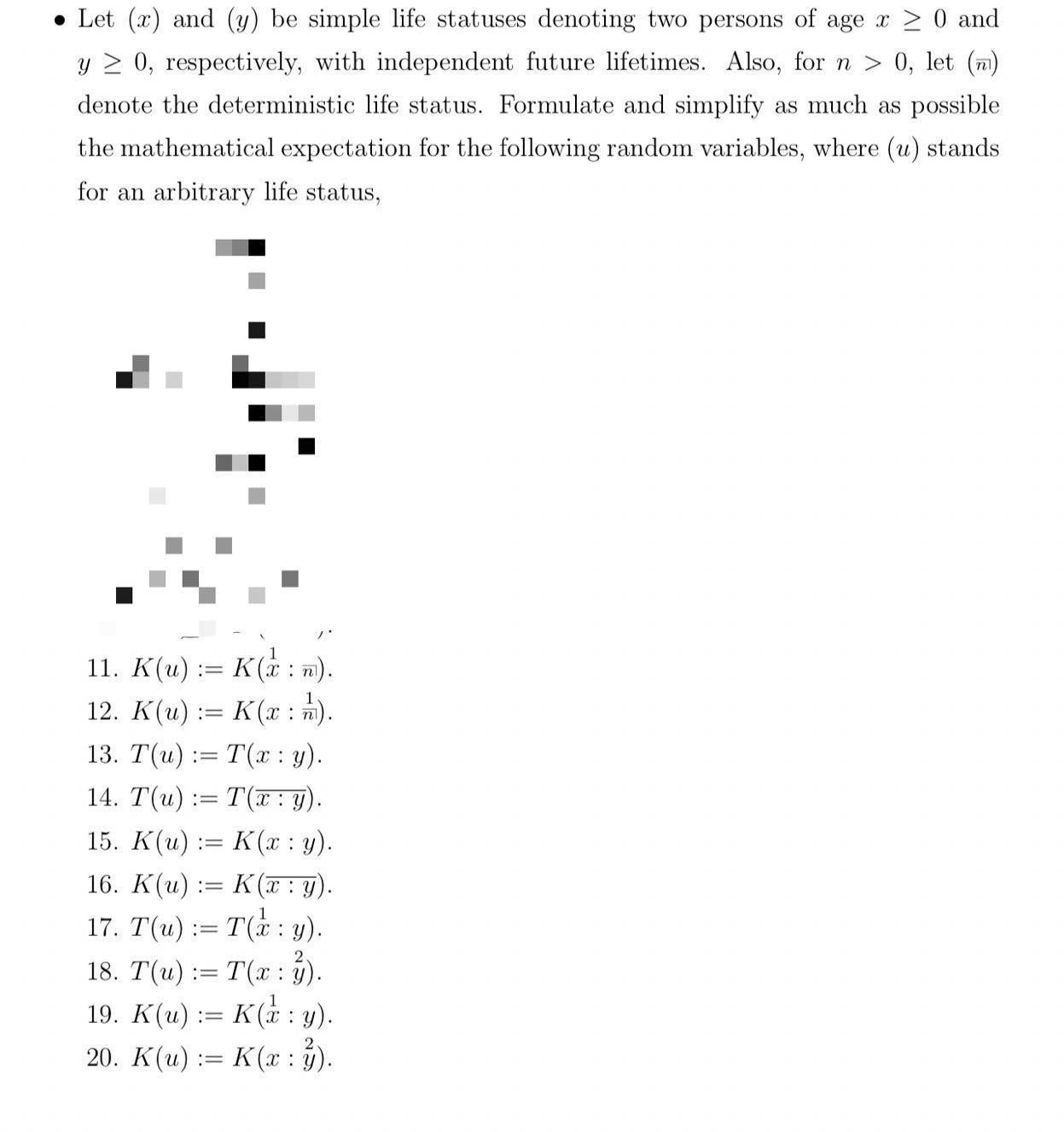 Solved Let (x) ﻿and (y) ﻿be simple life statuses denoting | Chegg.com