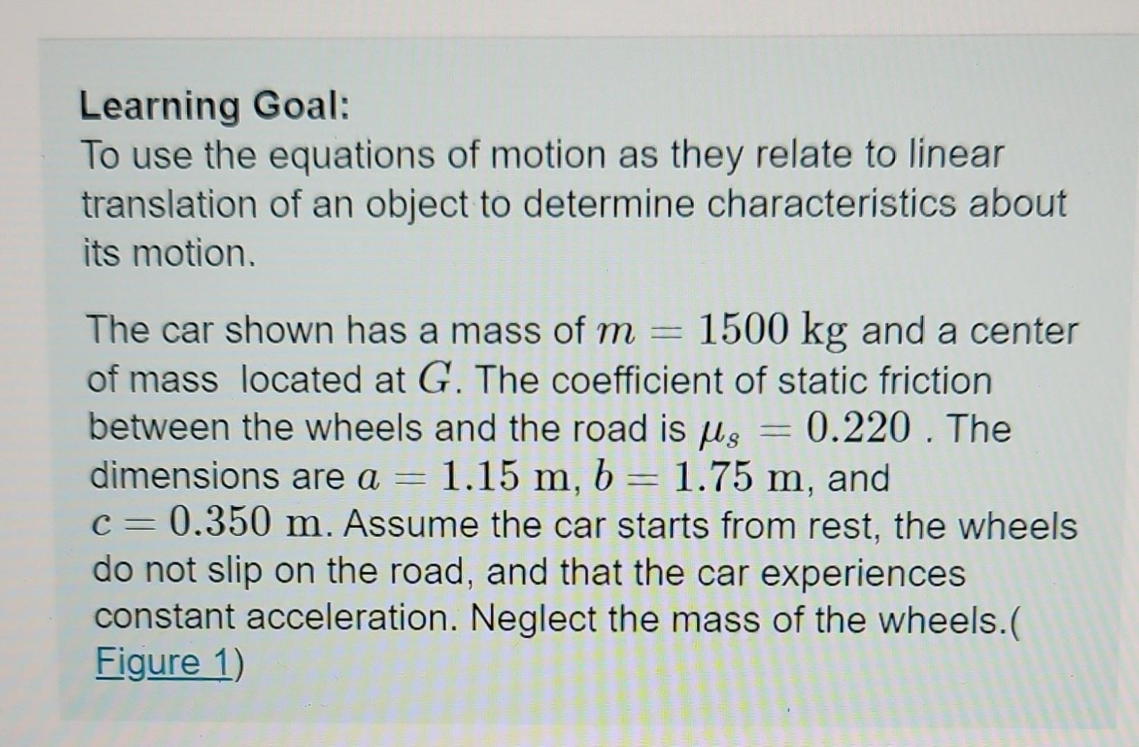 Solved Learning Goal: To use the equations of motion as they | Chegg.com