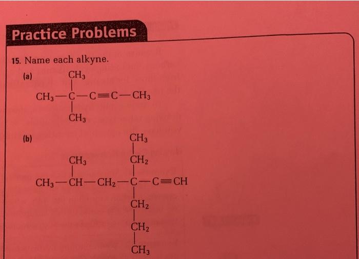 Solved 15. Name each alkyne. la | Chegg.com