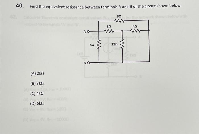 Solved 40. Find the equivalent resistance between terminals | Chegg.com