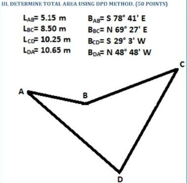 Solved III. DETERMINE TOTAL AREA USING DPD METHOD. (50 | Chegg.com