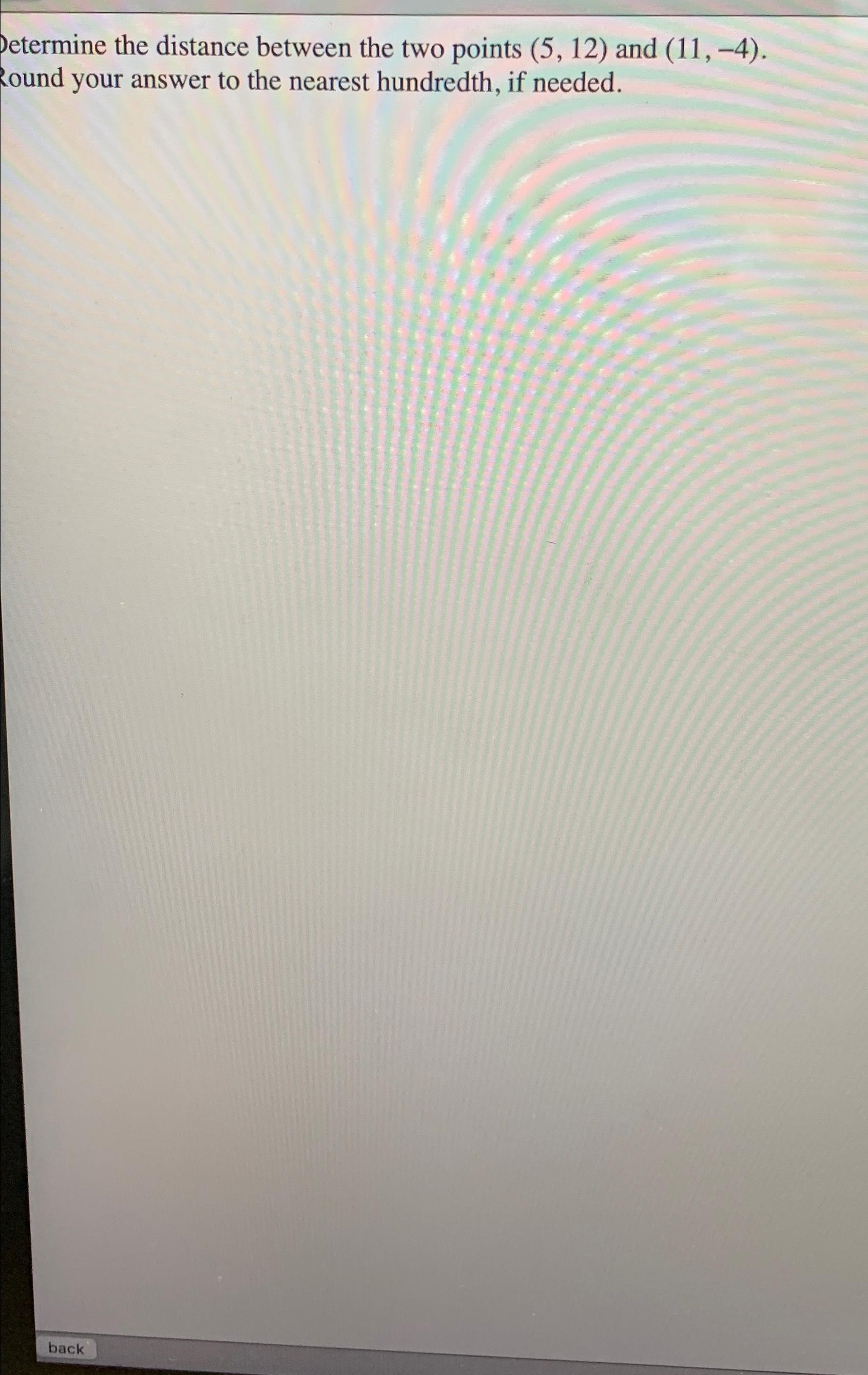 Solved Determine the distance between the two points (5,12) | Chegg.com