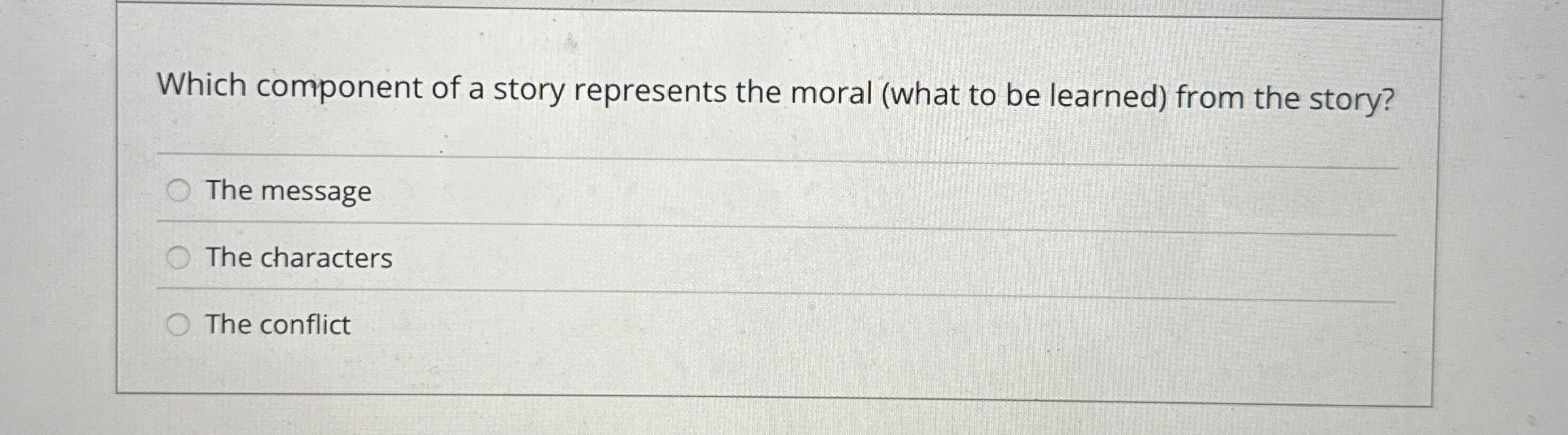 Solved Which component of a story represents the moral (what | Chegg.com