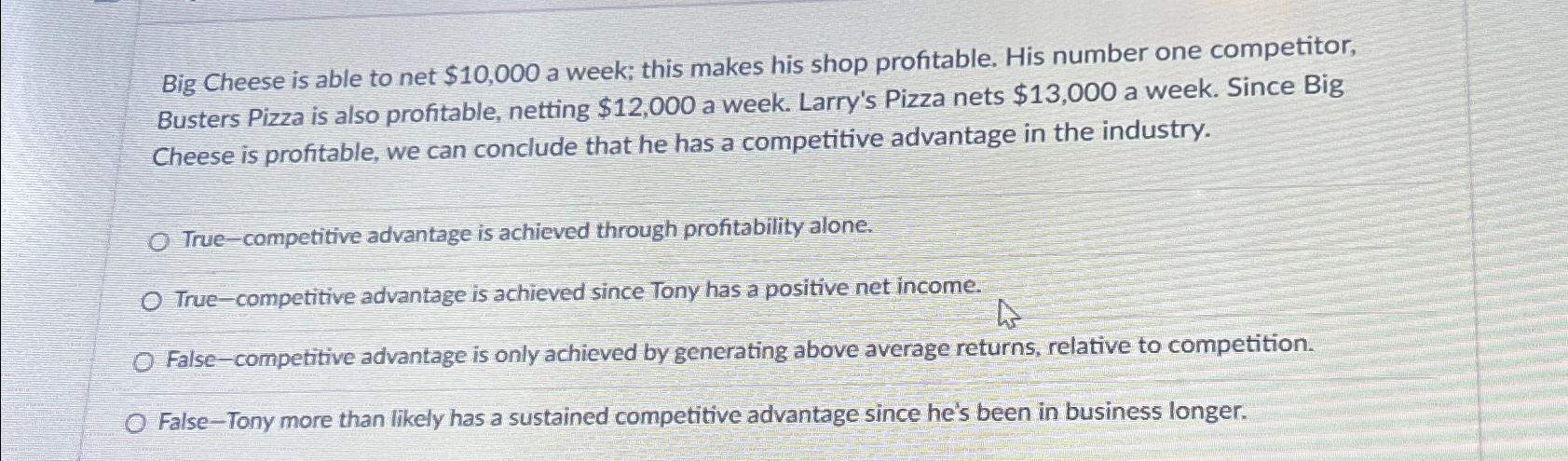 Solved Big Cheese is able to net $10,000 ﻿a week; this makes | Chegg.com