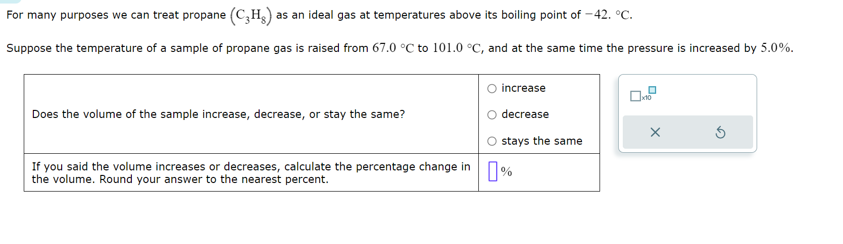 Solved For many purposes we can treat propane (C3H8) ﻿as an | Chegg.com