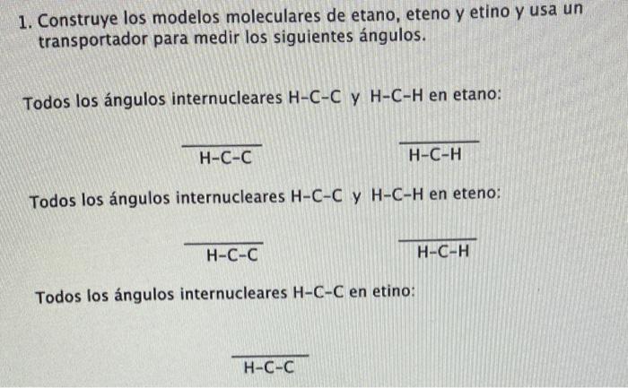 1. Construye los modelos moleculares de etano, eteno | Chegg.com