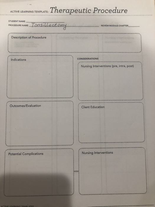 Solved ACTIVE LEARNING TEMPLATE: Therapeutic Procedure | Chegg.com