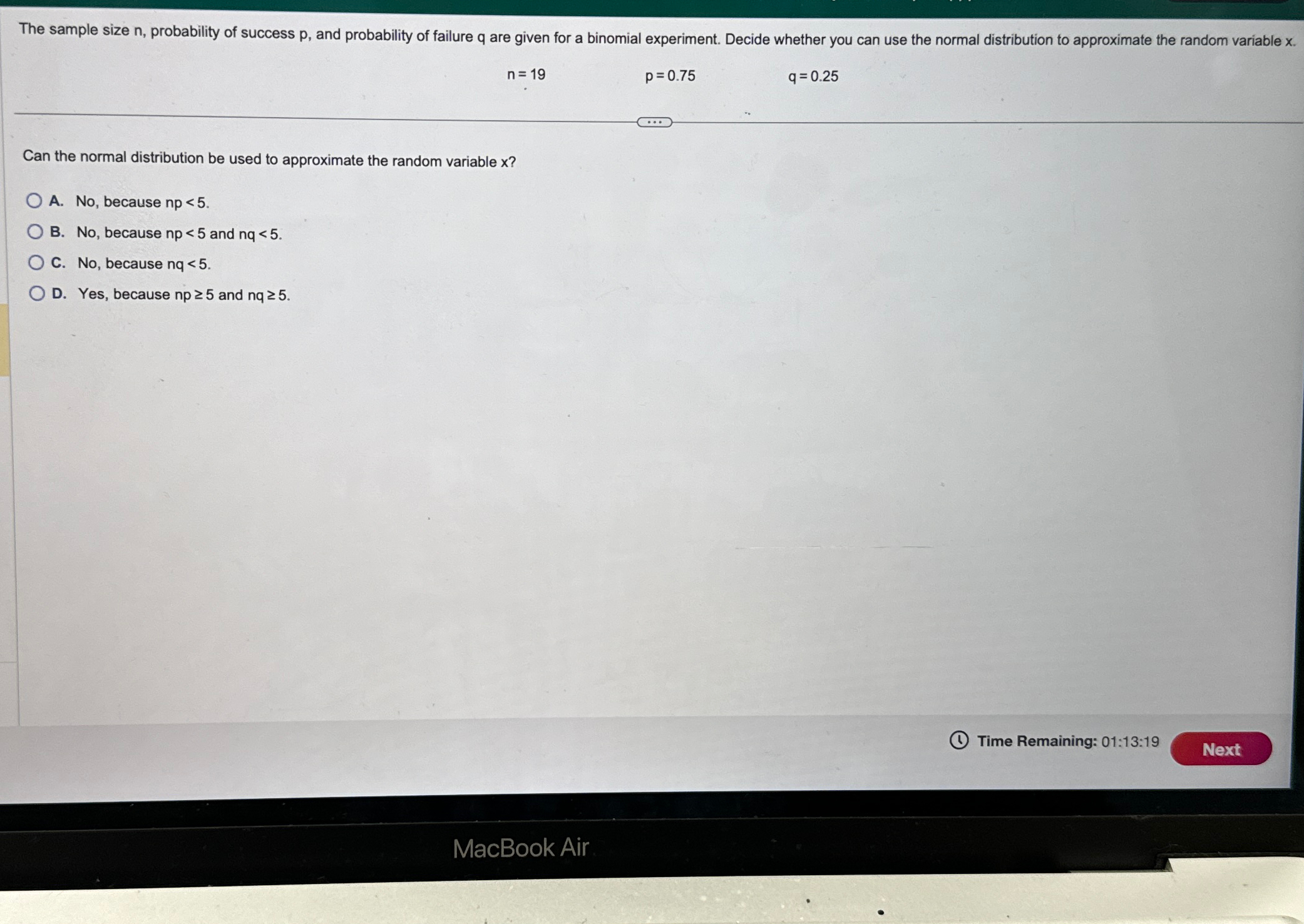 Solved The sample size n, ﻿probability of success p, ﻿and | Chegg.com