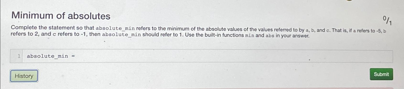 Solved Minimum of absolutesComplete the statement so that | Chegg.com