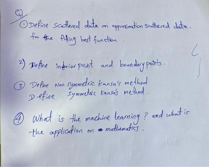 Solved on Define scattered data approximation scattered | Chegg.com