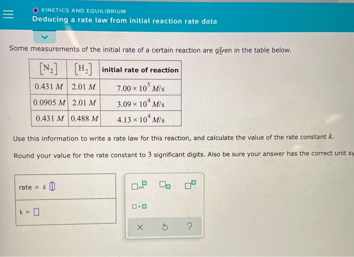 Solved O KINETICS AND EQUILIBRIUM Deducing a rate law from | Chegg.com