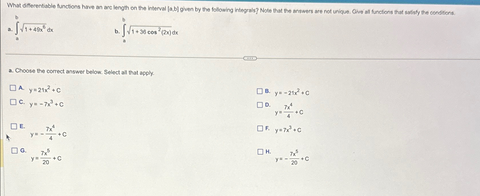 Solved What differentiable functions have an arc length on | Chegg.com
