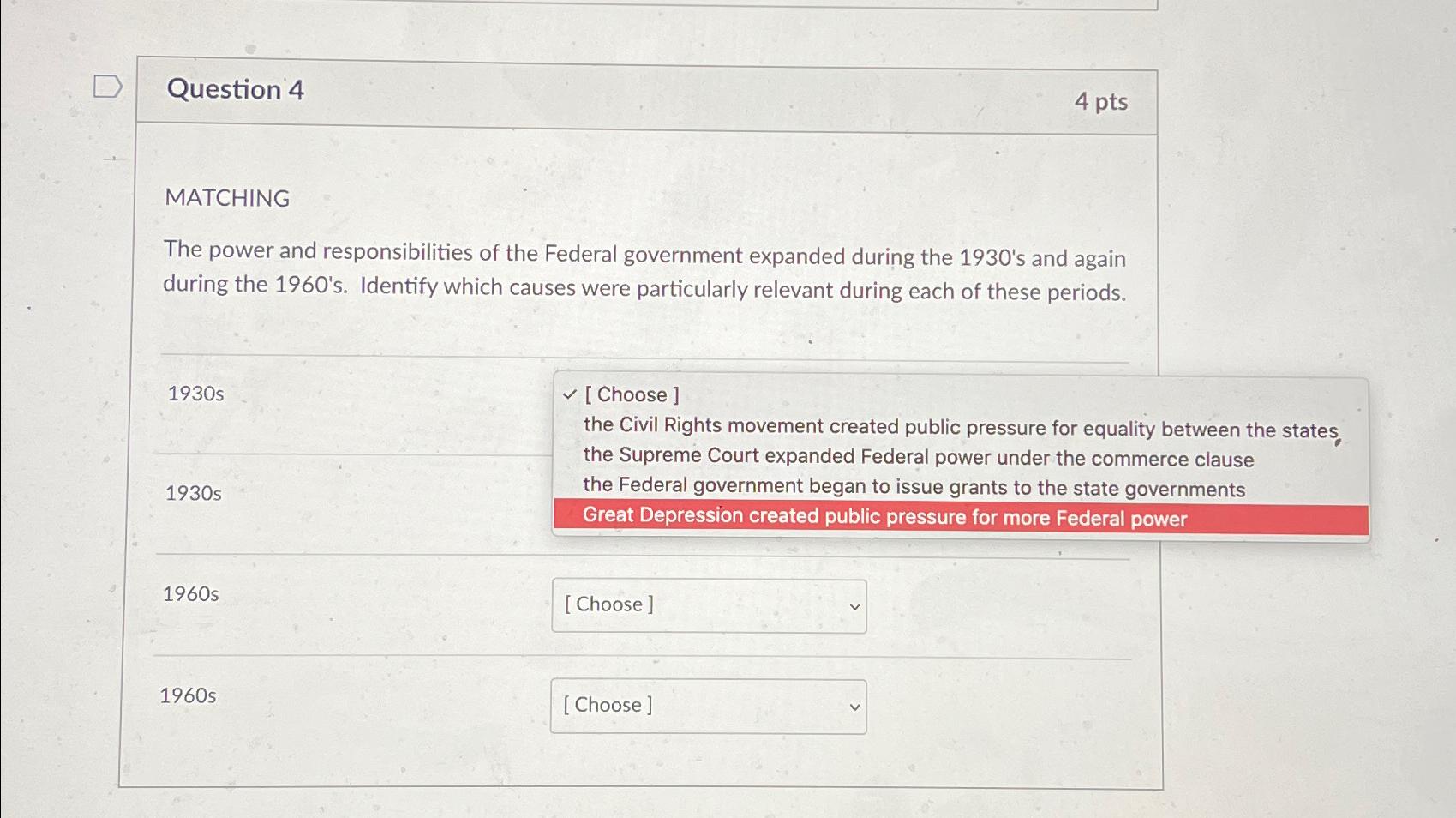 Solved Question 44 ﻿ptsMATCHINGThe power and | Chegg.com
