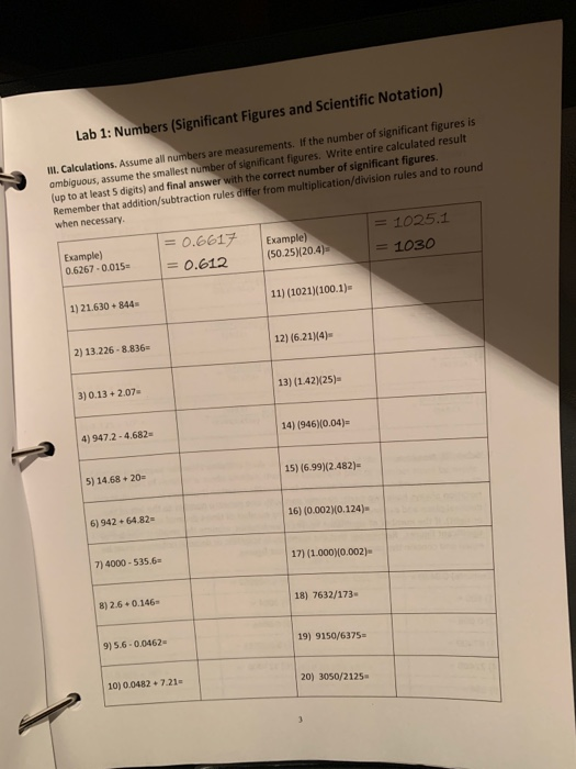 Solved Lab 1: Numbers (Significant Figures and Scientific | Chegg.com