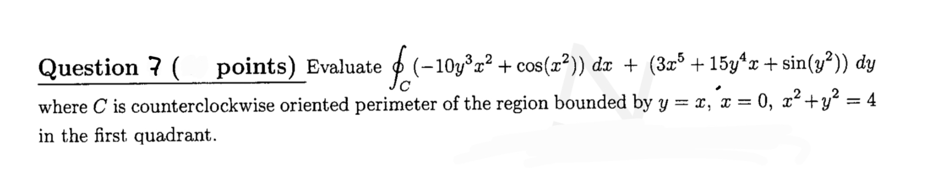 Solved Question 7 ( ﻿points) ﻿Evaluate | Chegg.com
