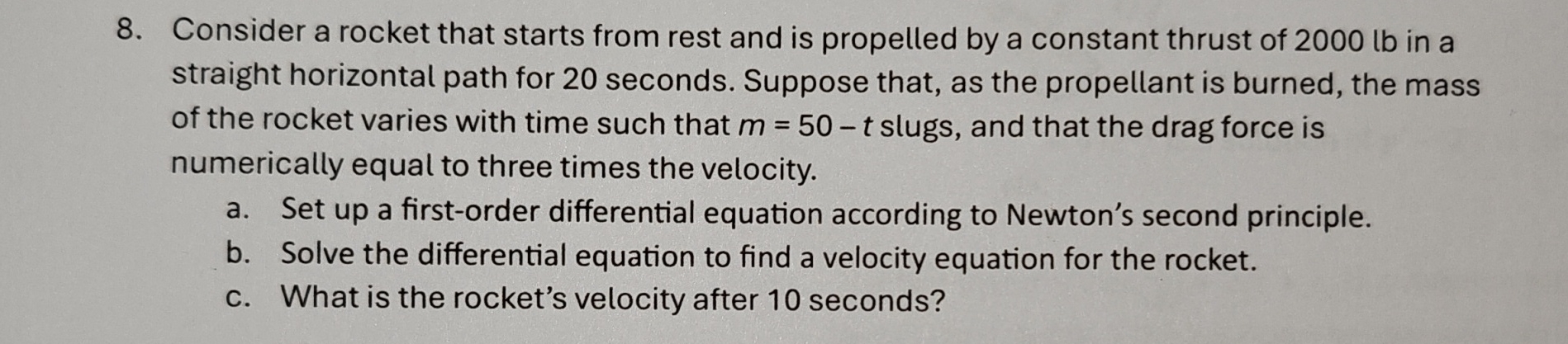 Solved Consider a rocket that starts from rest and is | Chegg.com