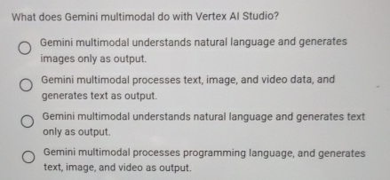 Solved What does Gemini multimodal do with Vertex Al | Chegg.com