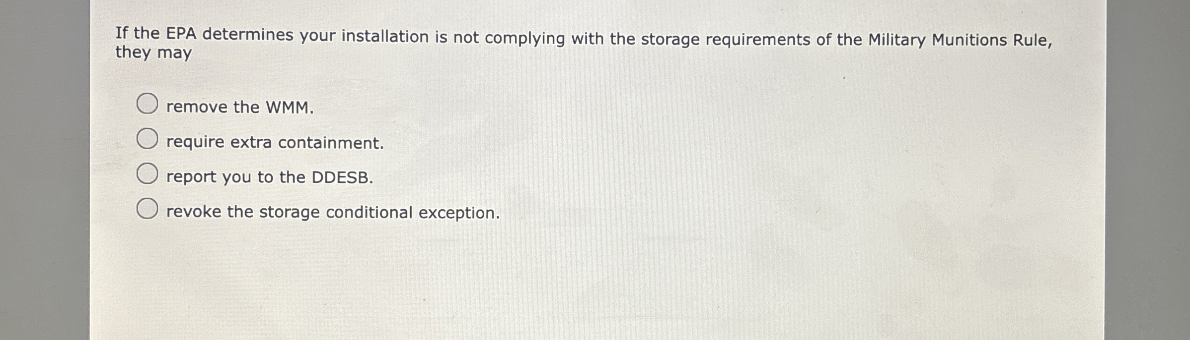 Solved If the EPA determines your installation is not | Chegg.com