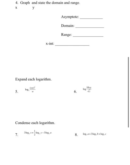 Solved 4. Graph and state the domain and range. xy | Chegg.com
