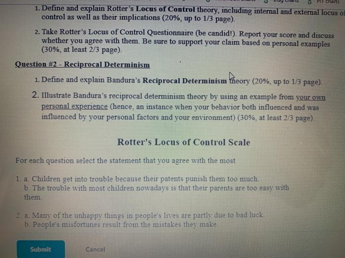 Solved P Charts 1. Define and explain Rotter's Locus of | Chegg.com