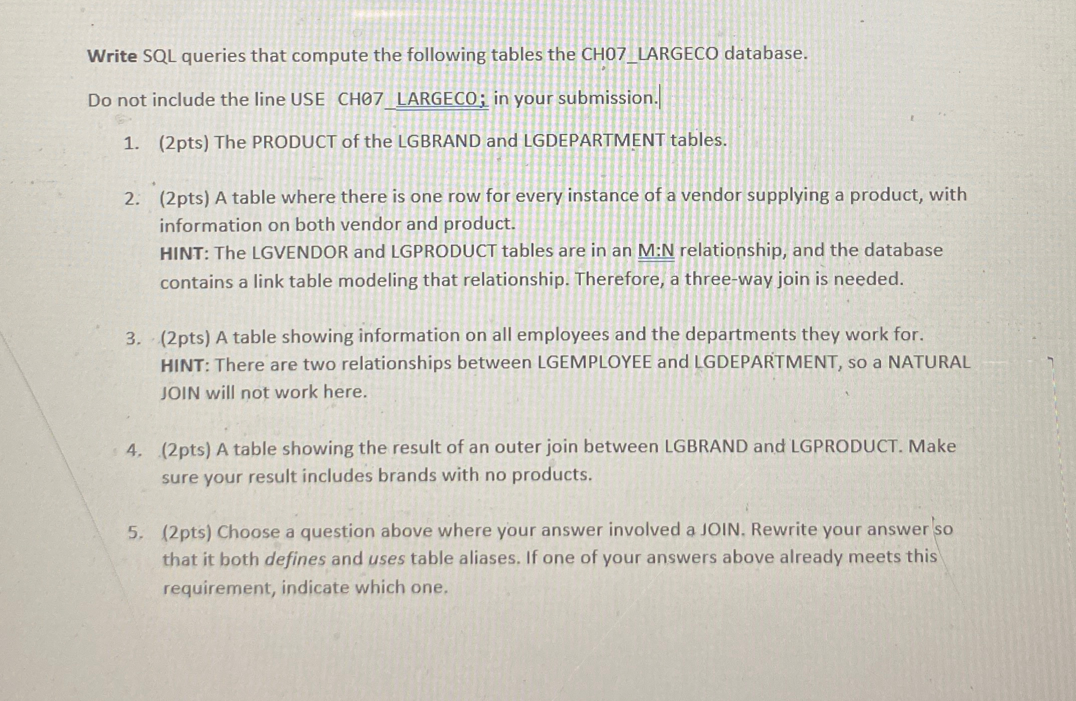 Solved Write SQL queries that compute the following tables | Chegg.com
