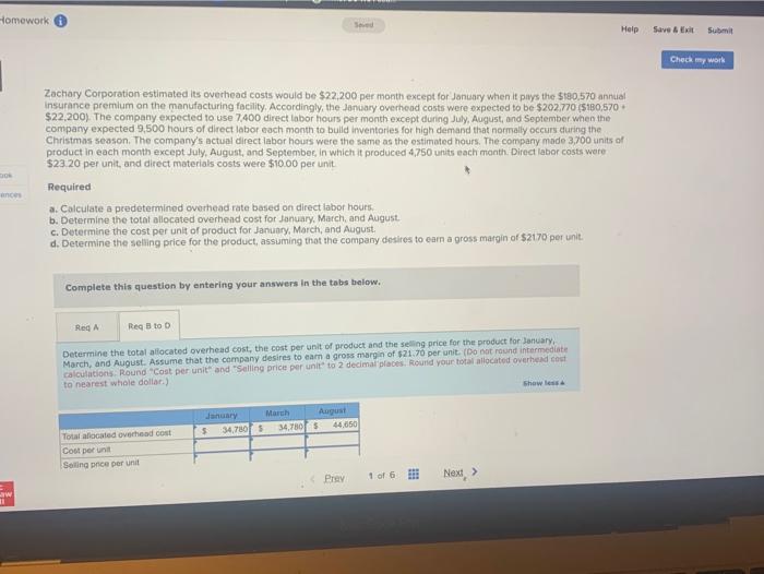 Solved Homework Swed Help Save & Check my work Zachary | Chegg.com