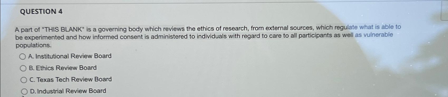 Solved QUESTION 4A part of "THIS BLANK" is a governing body | Chegg.com
