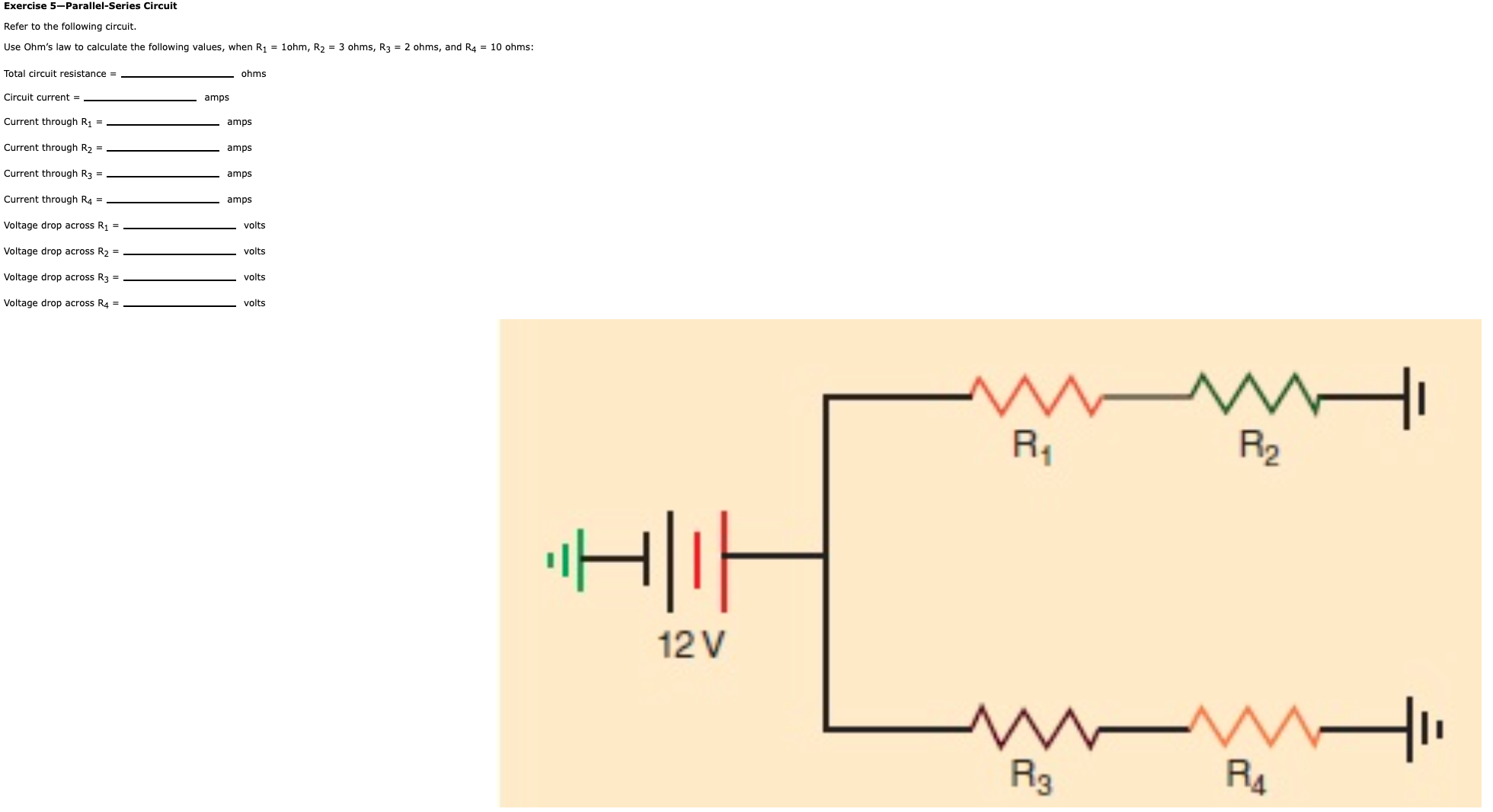 Solved Using Ohms LawRt= ﻿R1 ﻿x R2 / ﻿R1 + ﻿R2And Rt | Chegg.com