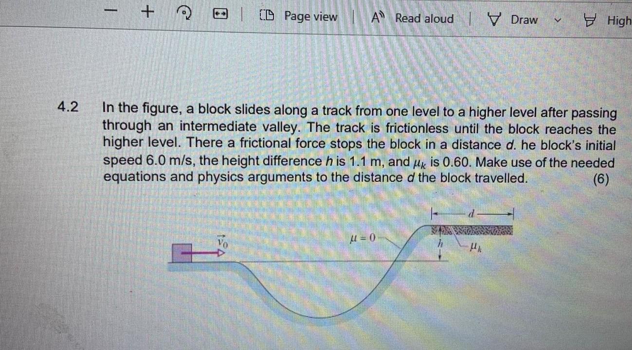Solved 4.2 In the figure, a block slides along a track from | Chegg.com