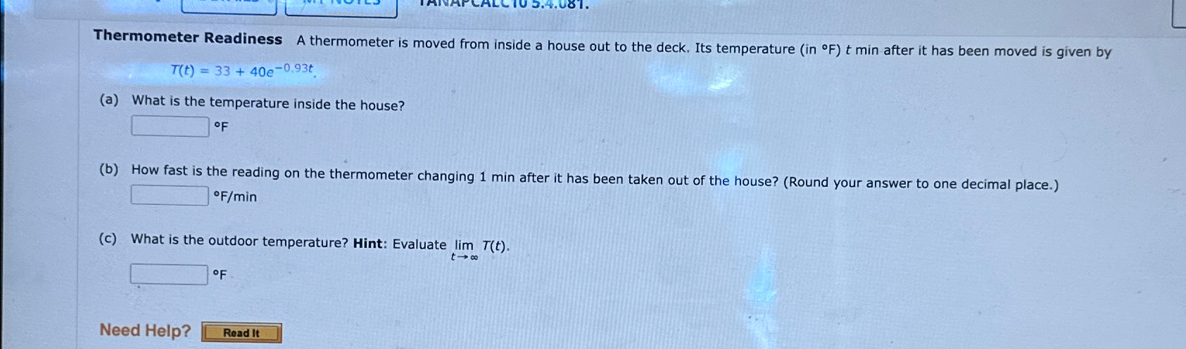 Solved Thermometer Readiness A thermometer is moved from | Chegg.com