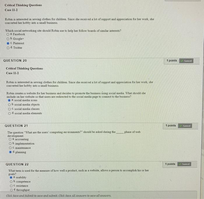 Solved Critical Thinking Questions Case 11-2 Robin is | Chegg.com