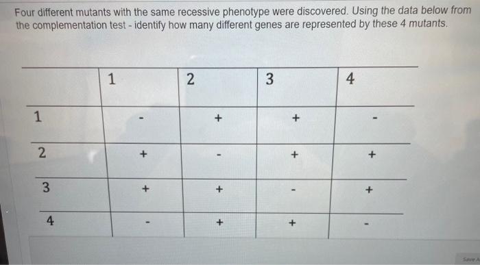 Solved Four different mutants with the same recessive | Chegg.com