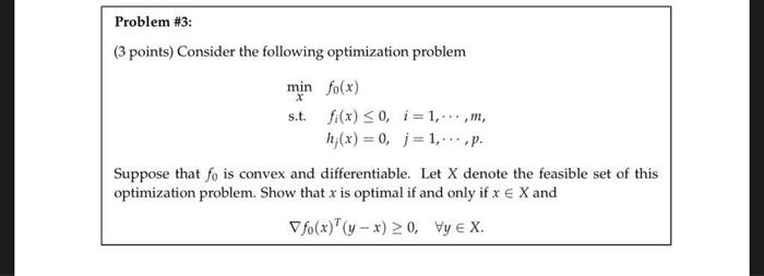 Solved (3 points) Consider the following optimization | Chegg.com