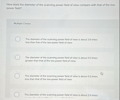 Solved How does the diameter of the scanning power field of | Chegg.com