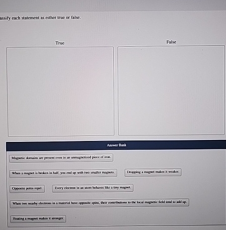 Solved Classify each statement as cither true or | Chegg.com
