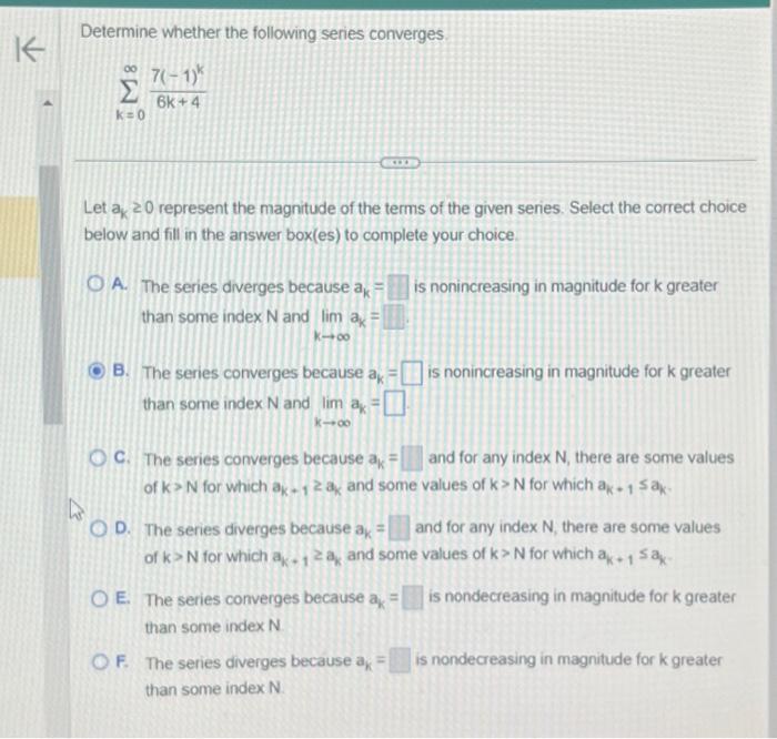 Solved Determine whether the following series converges | Chegg.com