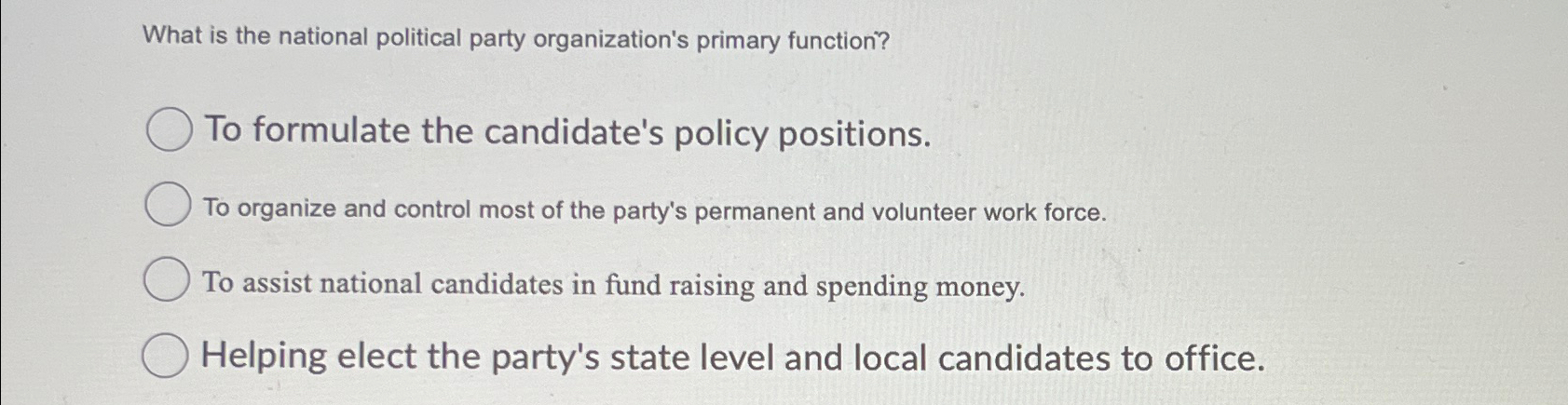 Solved What is the national political party organization's | Chegg.com