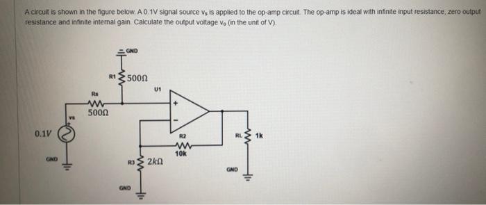 Solved A circuit is shown in the figure below. A 0.1V signal | Chegg.com